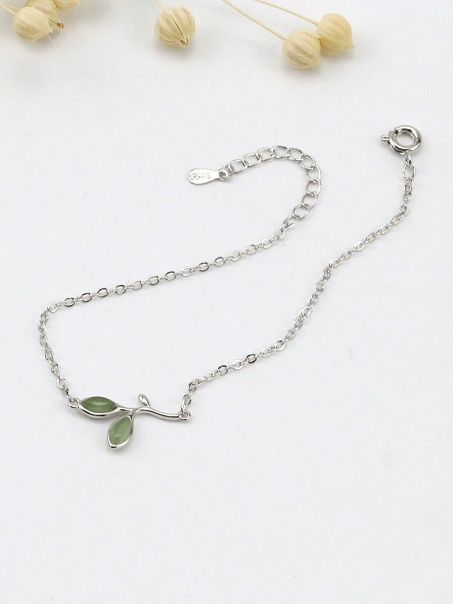 925 Sterling Silver Leaf Bracelet For Women, Korean Simple And Sweet Fresh Forest Style, French ...