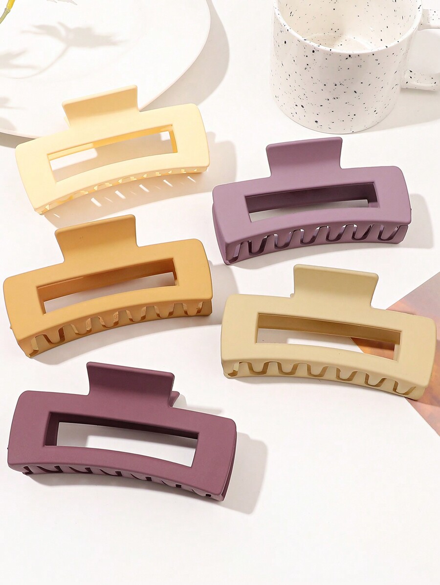 5-Piece Morandi Color Matte Oversized Square Hair Claw Set, Simple Yet ...