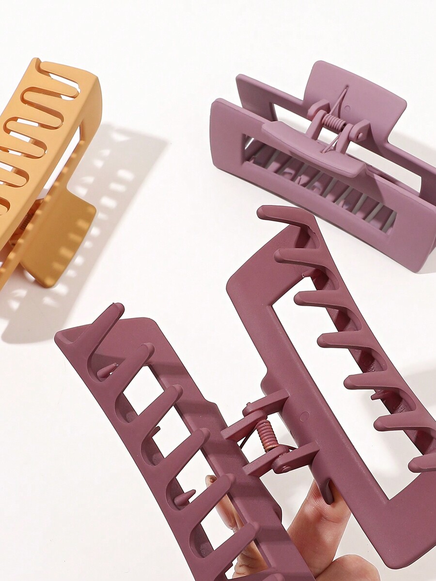 5-Piece Morandi Color Matte Oversized Square Hair Claw Set, Simple Yet ...