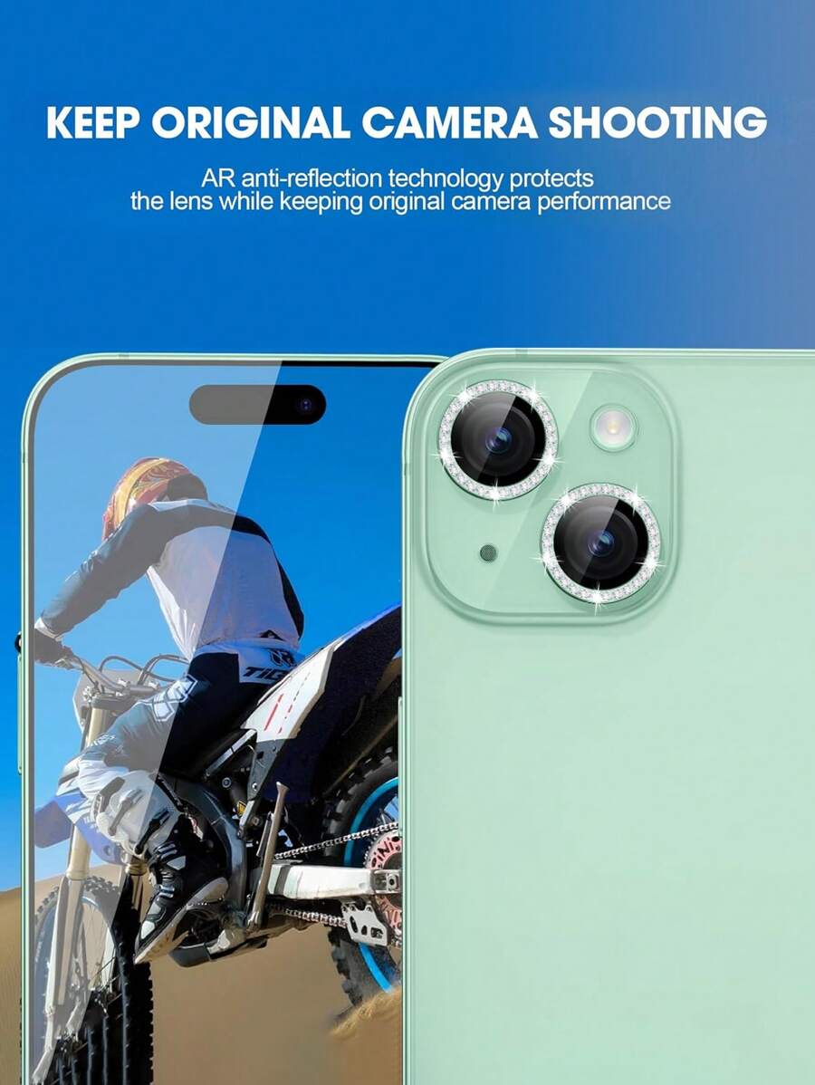 3pcs Fit For Iphone 11 And Above Models Rhinestone Camera Lens Cover Ring