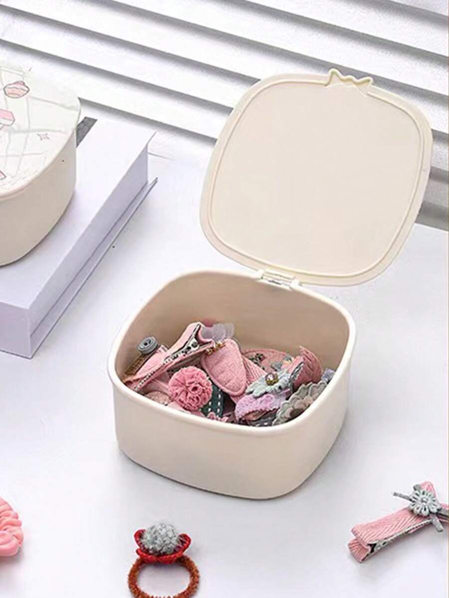 1pc Cute Hair Clip Storage Box With Dust-Proof Lid, Desktop Organizer ...