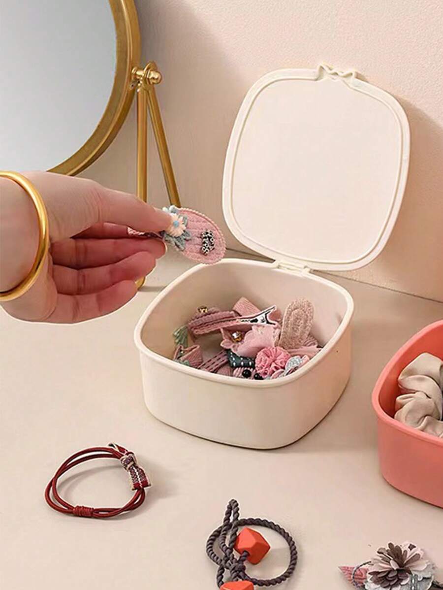 1pc Cute Hair Clip Storage Box With Dust-Proof Lid, Desktop Organizer ...