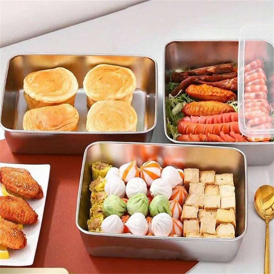 1pc Stainless Steel Food Prep Plate For Picnic & Bbq & Hot Pot ...