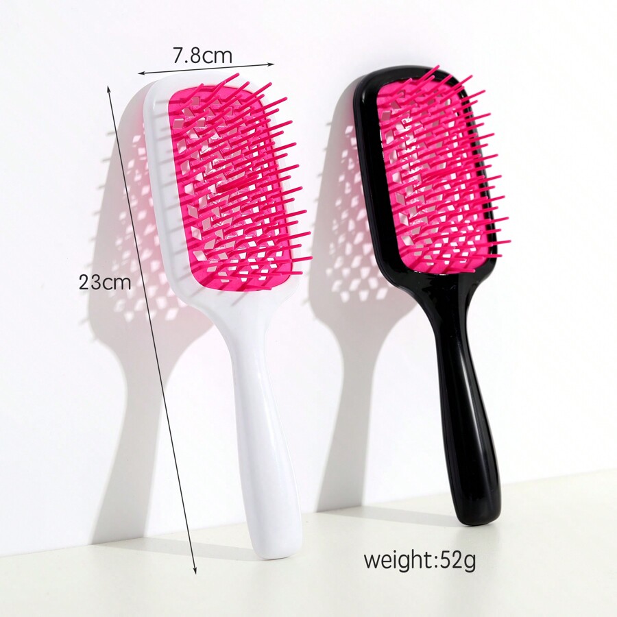 Set Of 2 Wide-Toothed Detangling Combs With Grid And Hollow-Out Design ...
