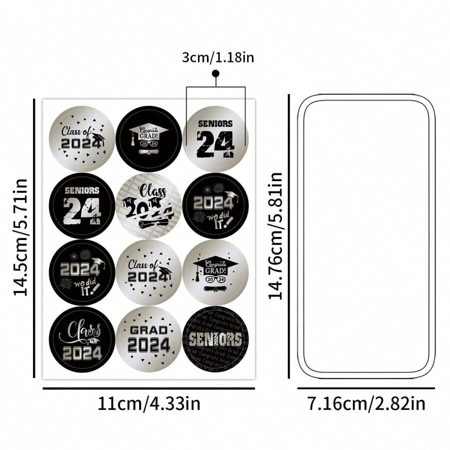 10 Sheets Graduation Round Stickers, Class Of 2024 Grad Congrats ...