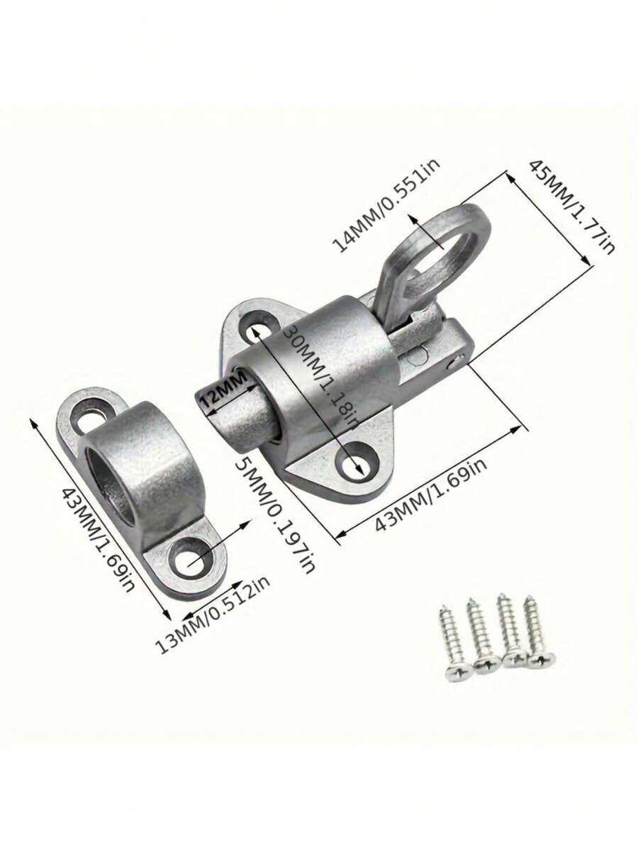 1pc Easy-Install Spring Bounce Door Bolt - Secure & Self-Closing Lock ...