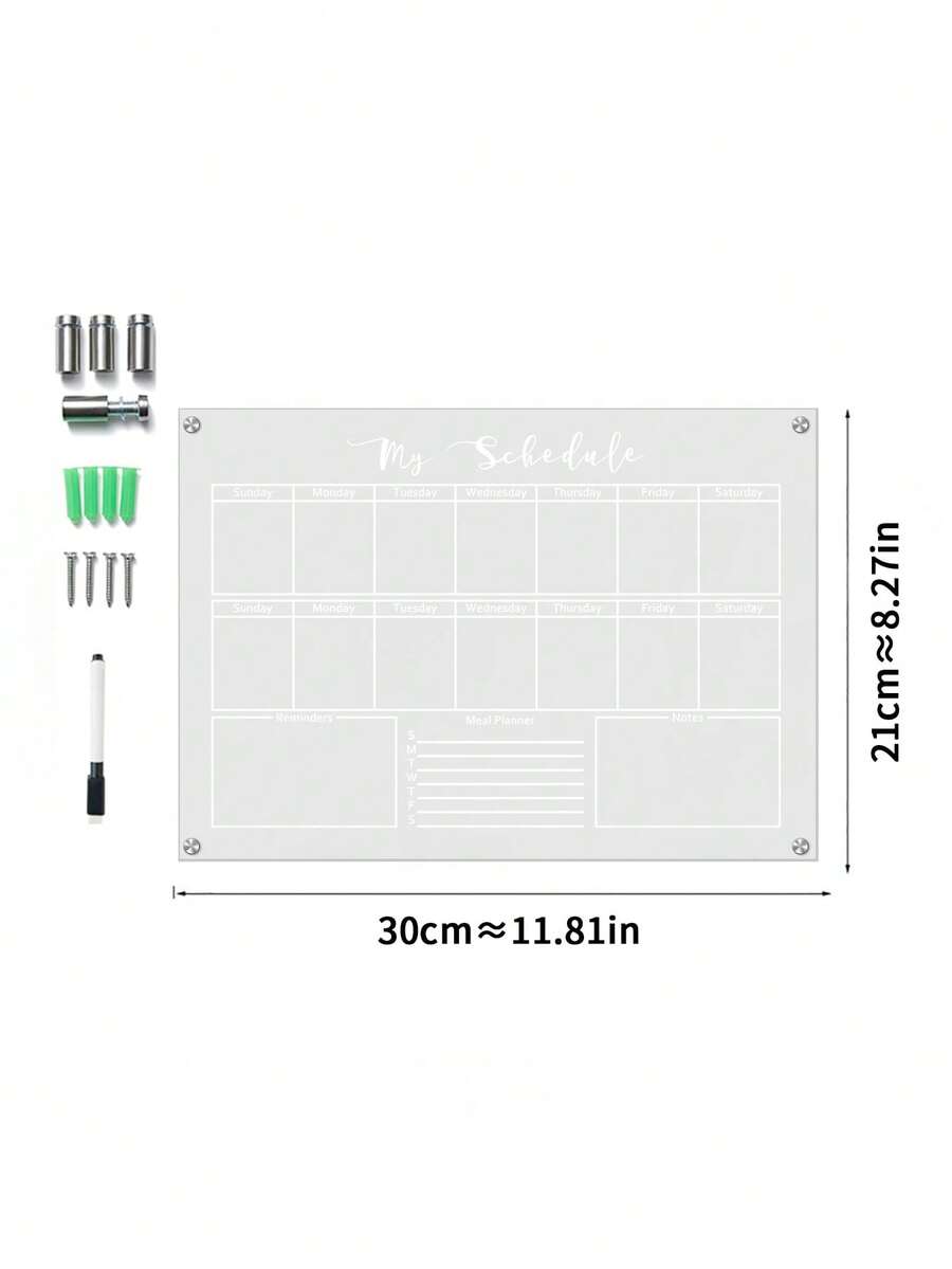 A Set Of 3D Transparent Acrylic Wall-Mounted Planning Board, Message ...