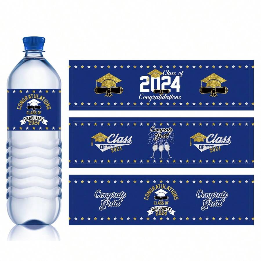15pcs, Graduation Water Bottle Labels Class Of 2024 Water Bottle Label ...