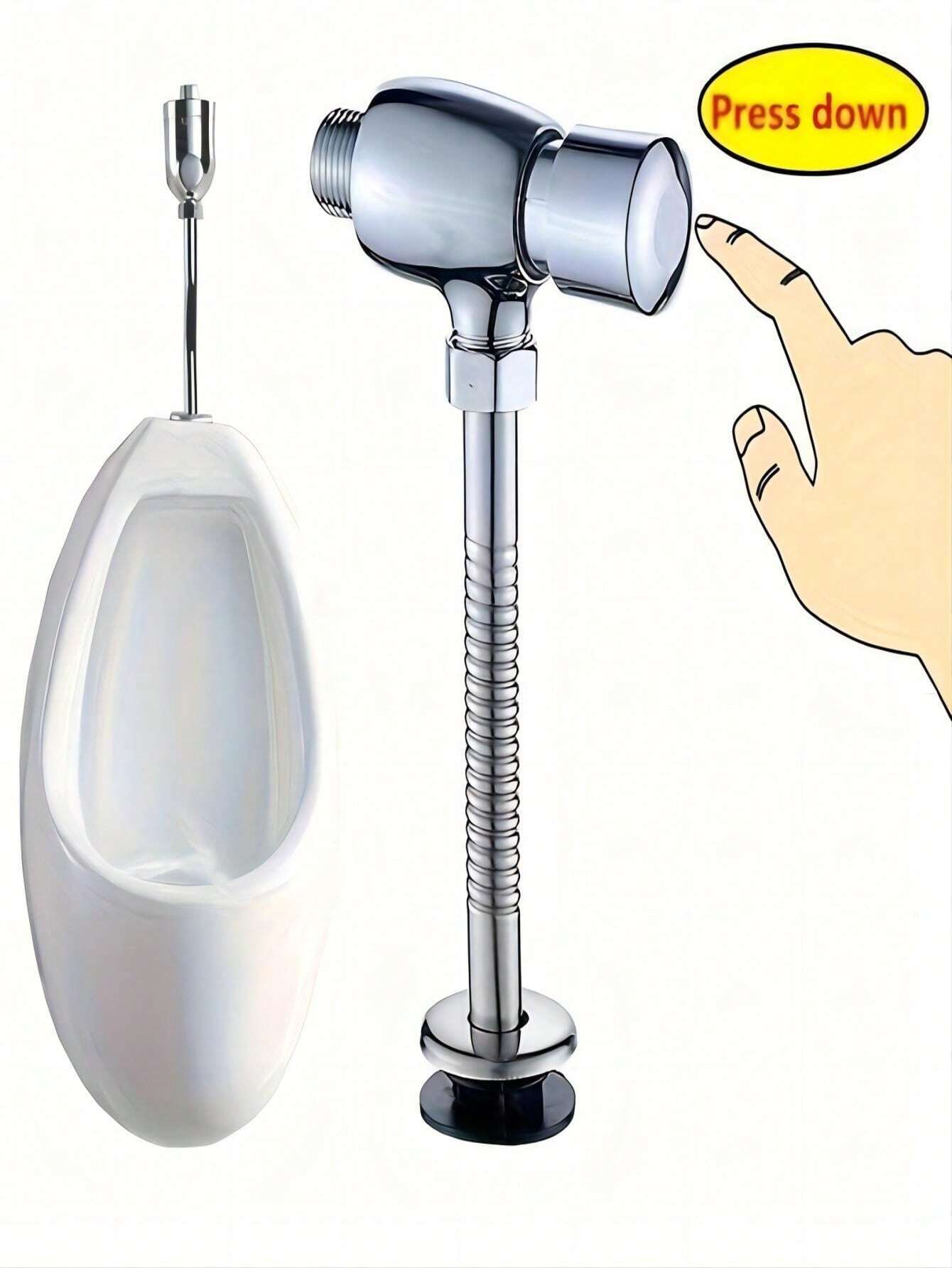 1pc Alloy Material Manual Press Urinal Flush Valve, For Public Restroom ...