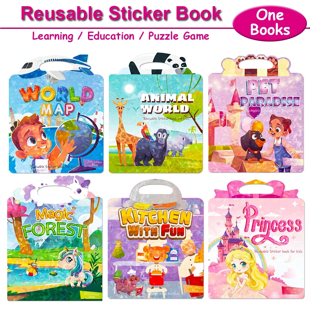 Reusable Cartoon Sticker Book For Kids DIY Puzzle Game Educational ...