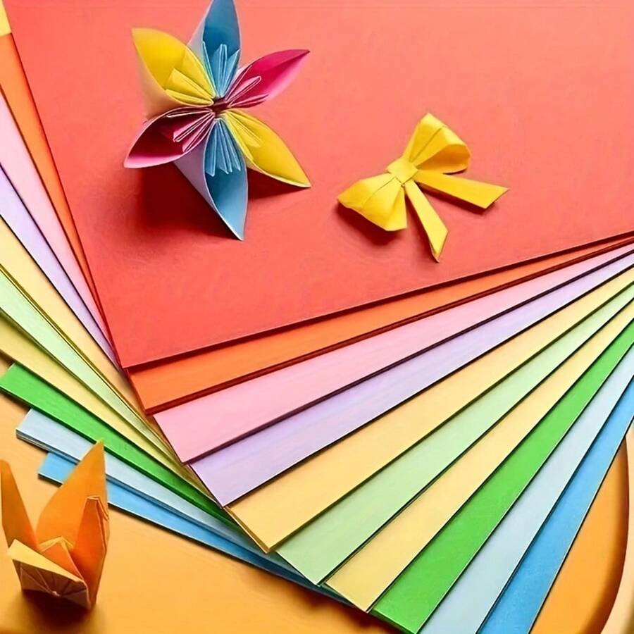 100 Sheets/Square Colored Origami, 10 Colors Of Handmade Origami ...