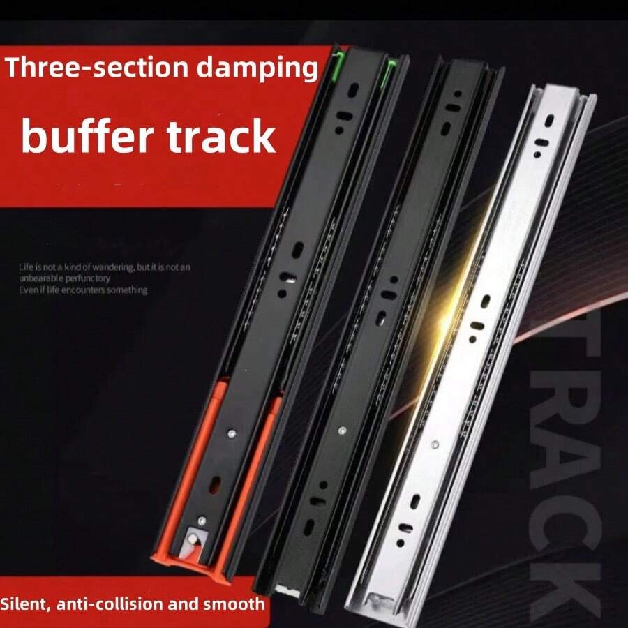 Cold-Rolled Steel Silent Hydraulic Damping Roller Drawer Slides, 3 ...