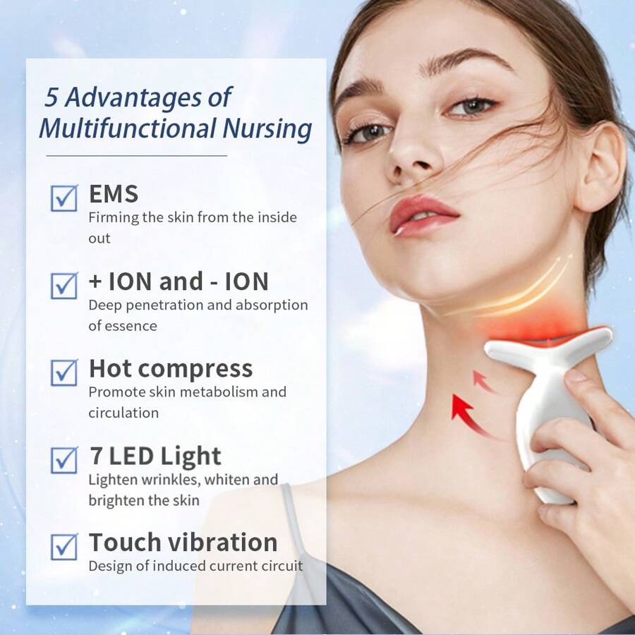 Neck Face Lifter EMS Face Lifting Massager Hot Compress Skin Tighten ...