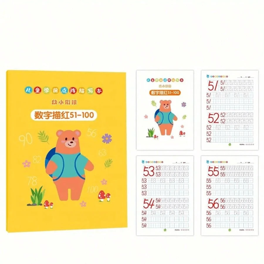 4pcs 0-100 Digits Practice Book, Math Practice Book, Literacy Practice ...