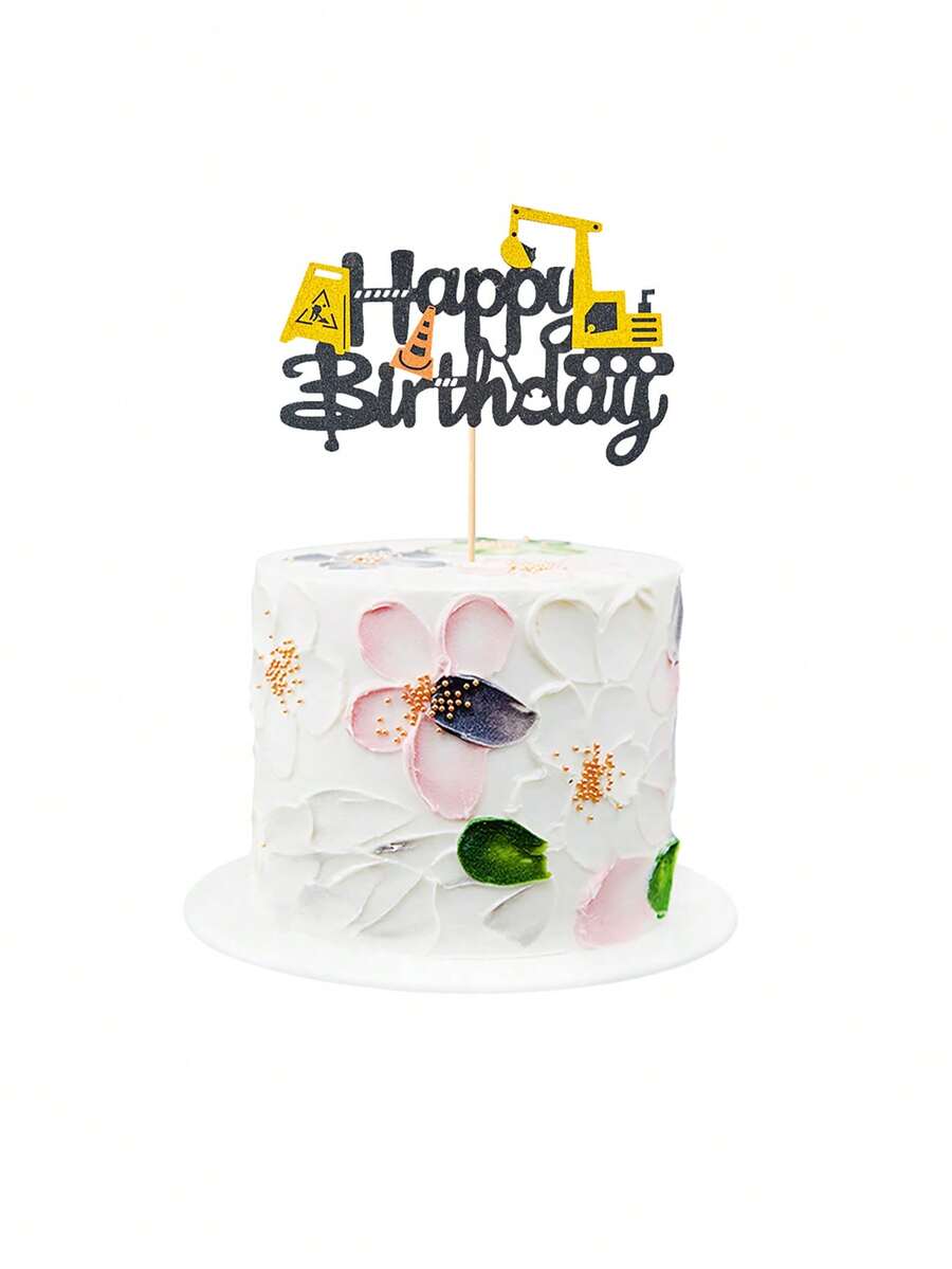 1 Pc Construction Birthday Cake Toppers Excavator Engineering Themed ...