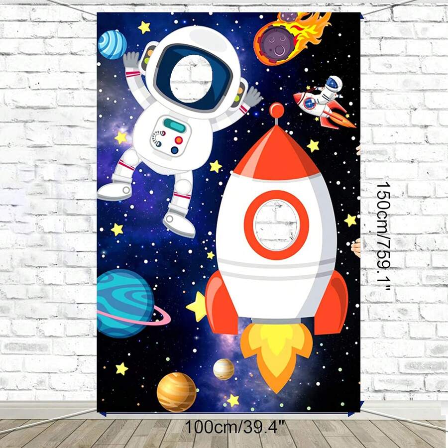 150*100cm Outer Space Astronaut Face Photography Backdrop Cloth Banner ...