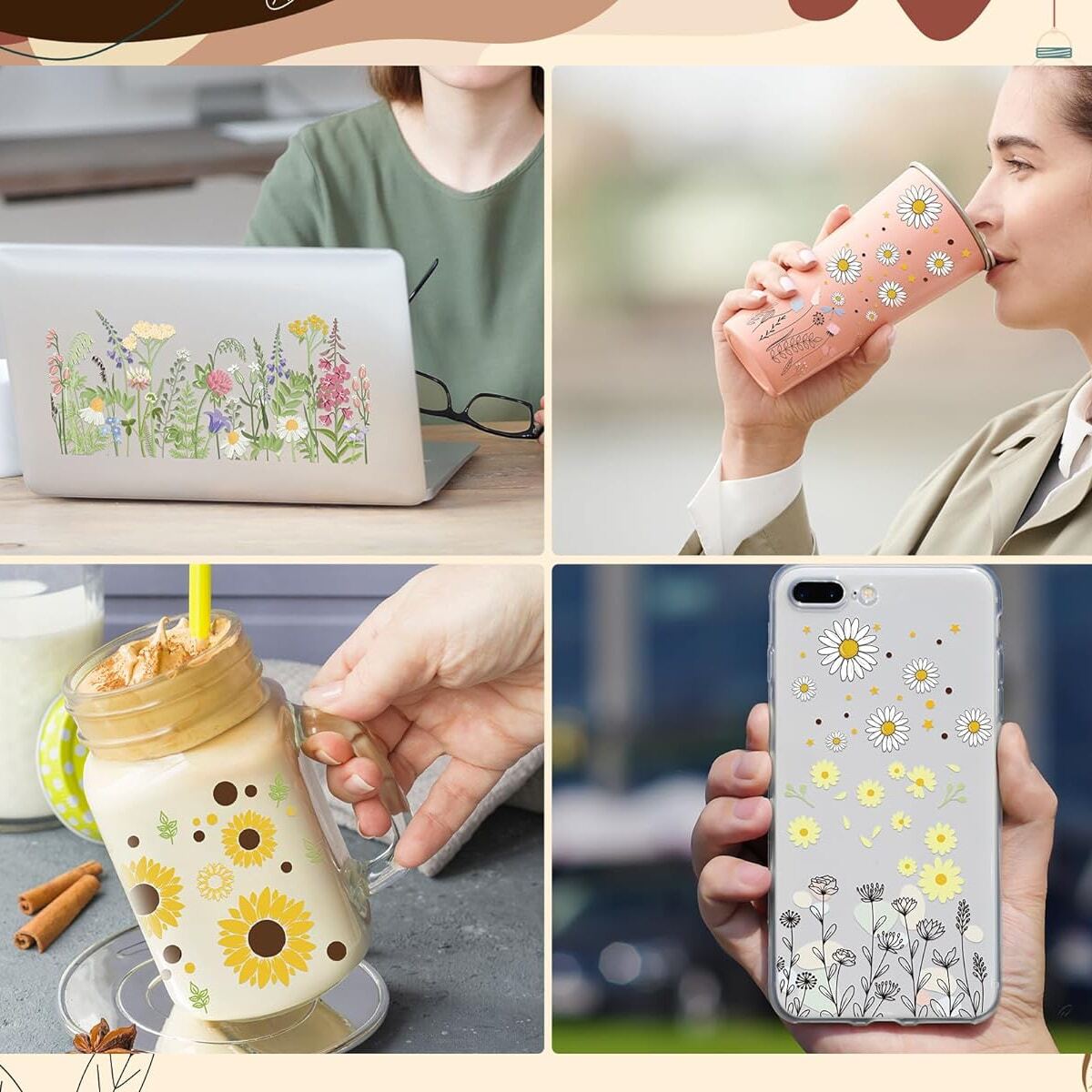 4pcs UV DTF Wrap Transfer Stickers For 16oz Libbey Glass, DIY Design ...