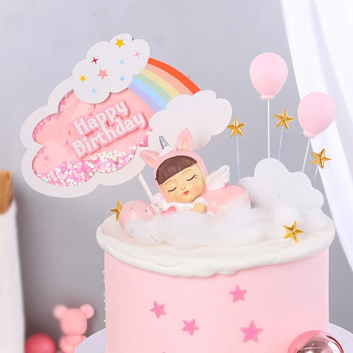 A Creative And Beautiful Multi-Layered Rainbow Glitter Cake Topper ...