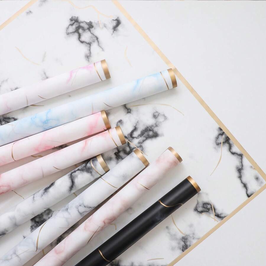 20 Sheets/Package Waterproof And Frosted Red Marble Pattern Flower ...