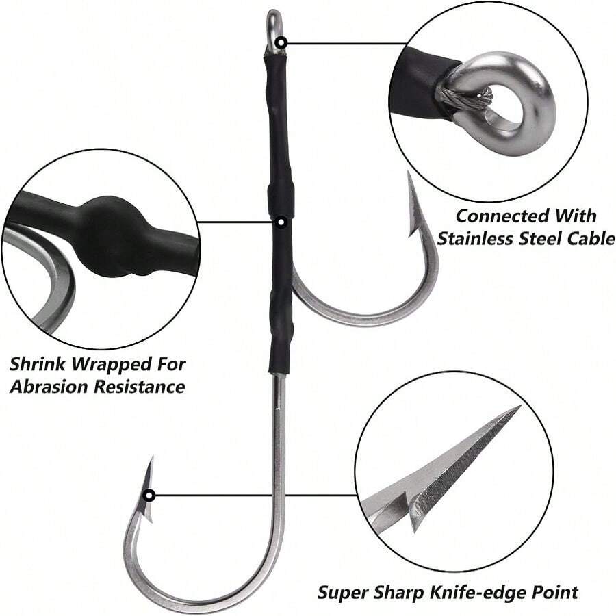 OROOTL Double Hook Rig Saltwater Trolling Hooks, 2pcs And 4pcs Double Hook Rigs For Trolling And ...
