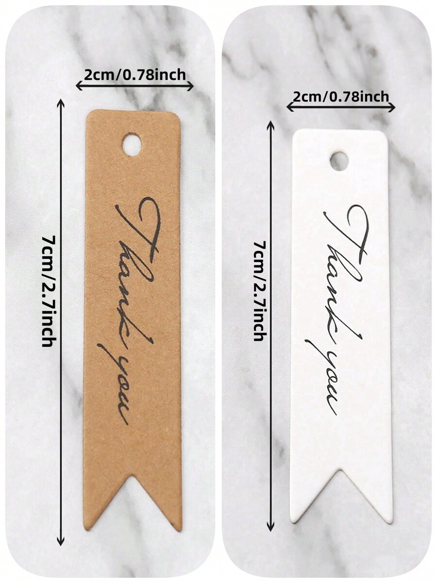 100pcs Thank You Tags Packaging Hang Tags Kraft Paper Labels Thank You ...