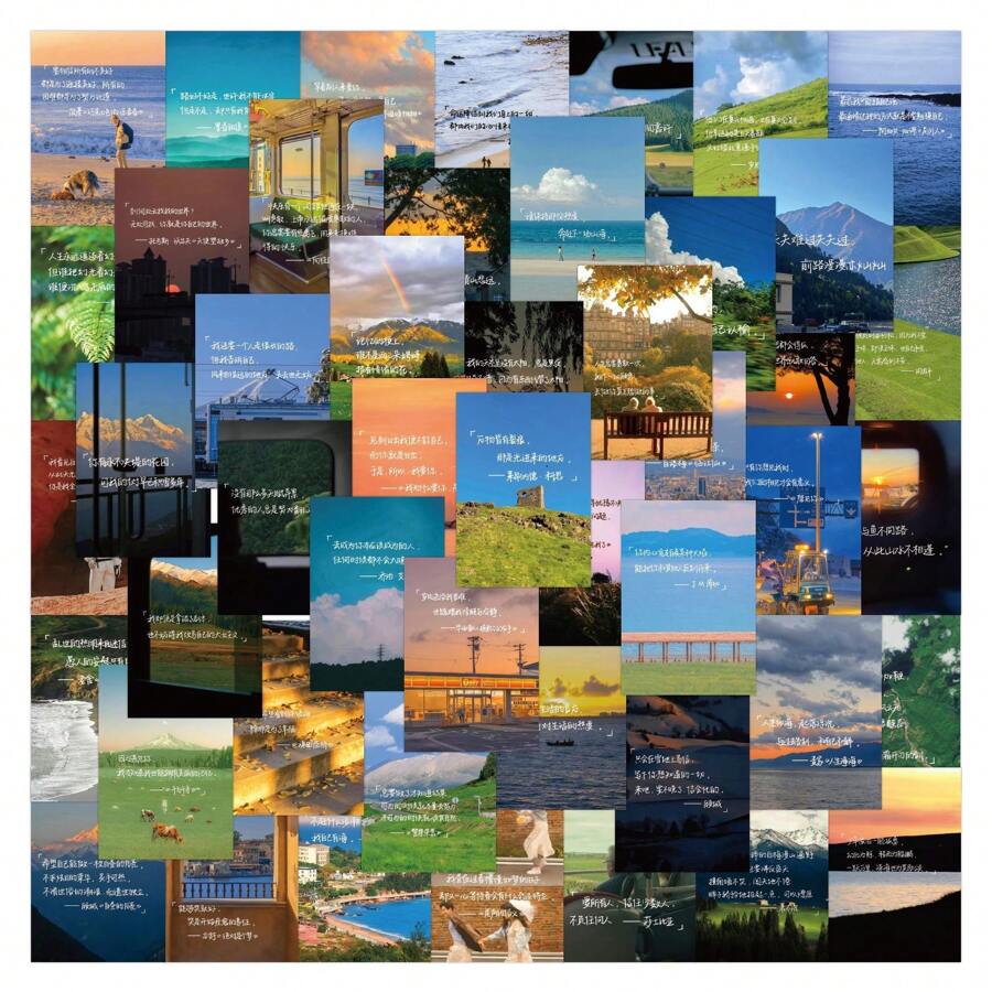 60pcs Beautiful Scenery Cartoon Sticker Decals Graffiti Vinyl Self ...
