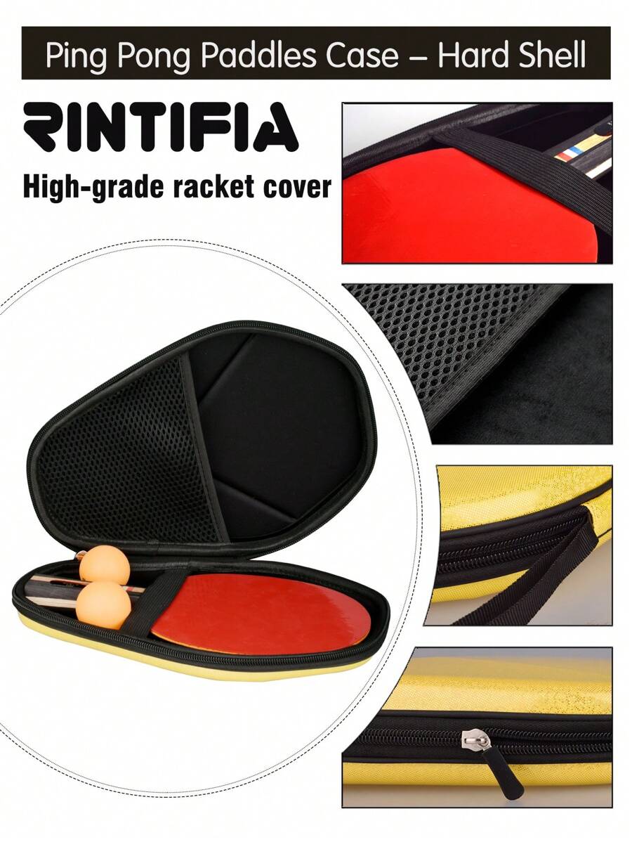 Hexagonal Ping Pong Paddle Case - Hard Shell Protector For 2 Long ...