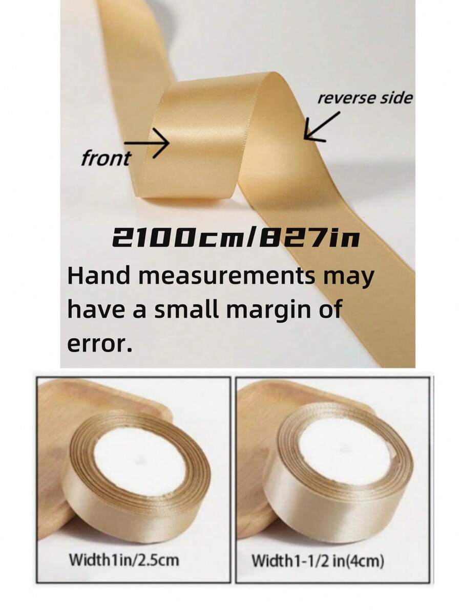 1 pezzo di nastro di raso dorato, rotolo di nastri sottili in tessuto ...