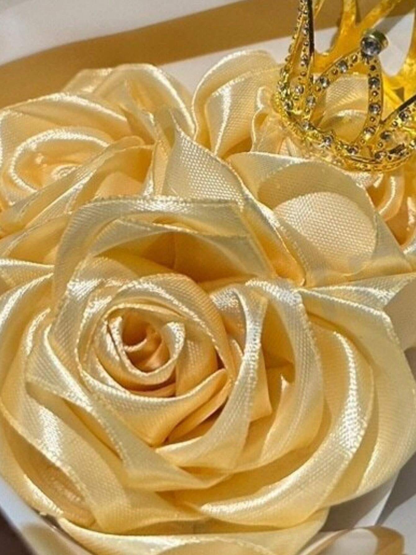 1 pezzo di nastro di raso dorato, rotolo di nastri sottili in tessuto ...