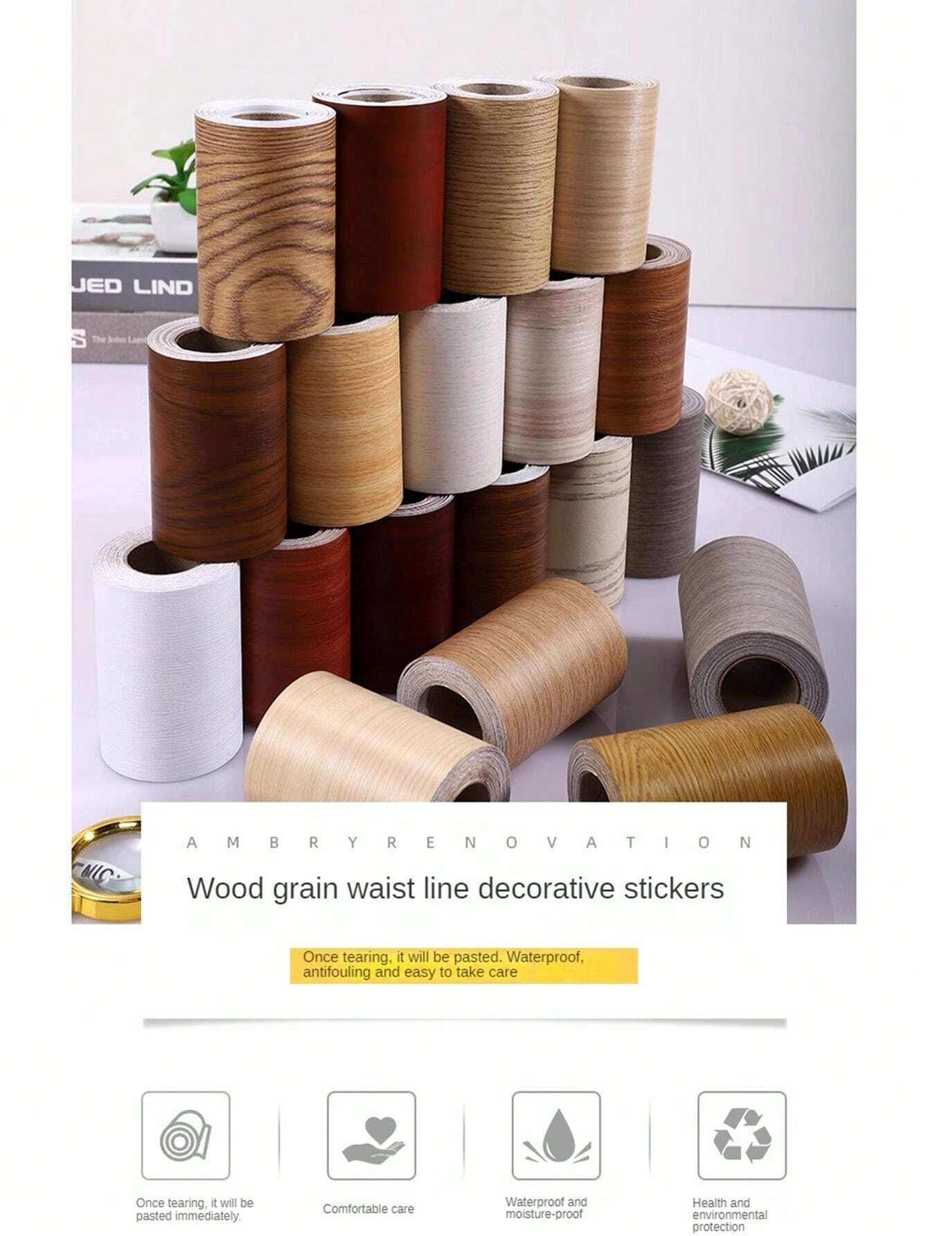 1roll 10cmx500cm Self Adhesive Pine Wood Grain Sticker For Door Frame ...