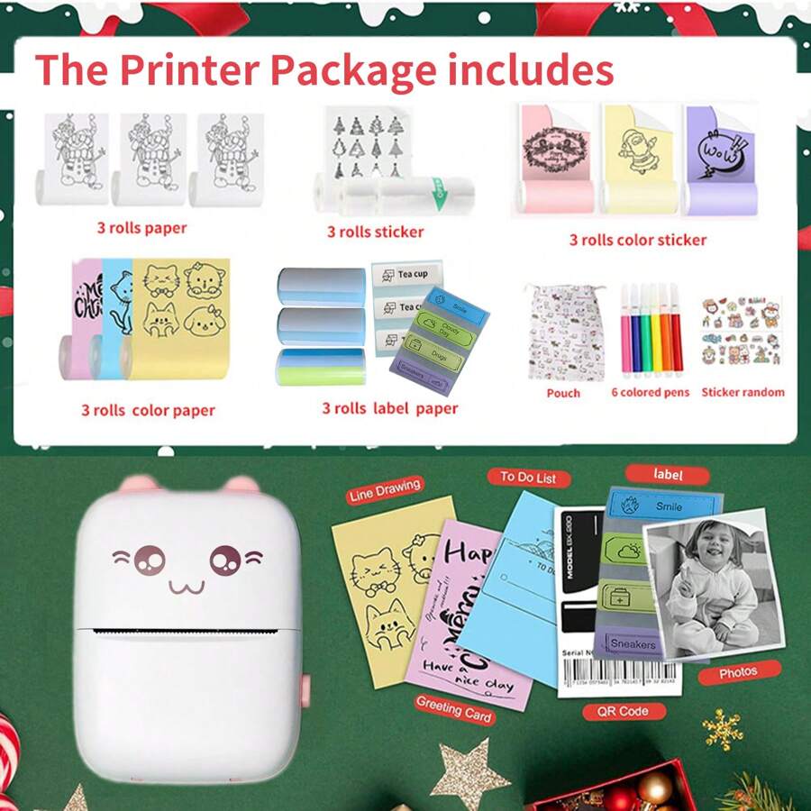 C9 Mini Portable Printer Bundle, Thermal Bluetooth Pocket Printer For ...