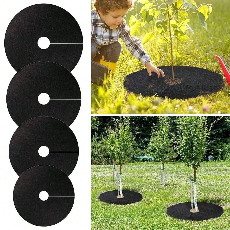 1Pc 5Pcs Non-Woven Tree Mulch Ring Weeding Barrier Round Ground Cover ...