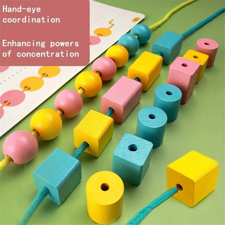 Montessori Hand-Eye Coordination Stringing Beads & Threading Ropes Toy ...
