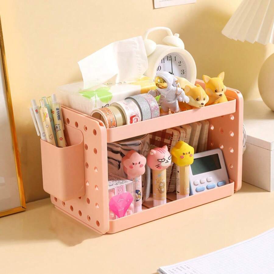 Desktop Organizer Hole Board Pen Holder Office Desk Storage Rack Space ...