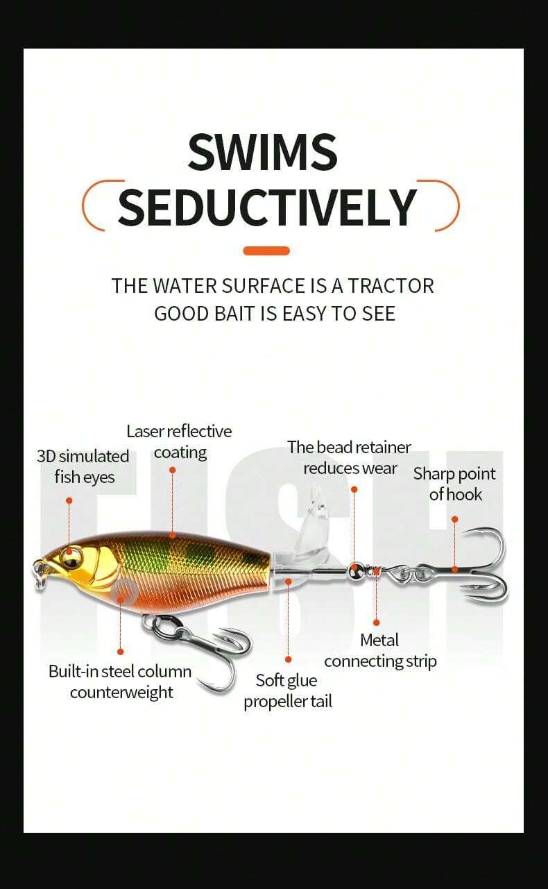 One Surface Floating Propeller Topwater Fishing Lure, Far Casting With ...