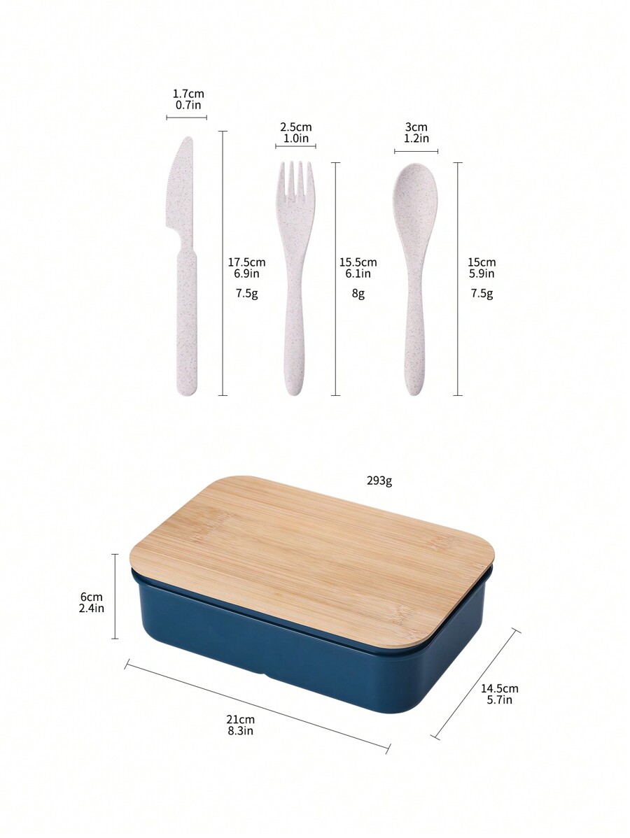 One Piece Bento Box With Cutlery, Wooden Lid, And Divided Compartments ...
