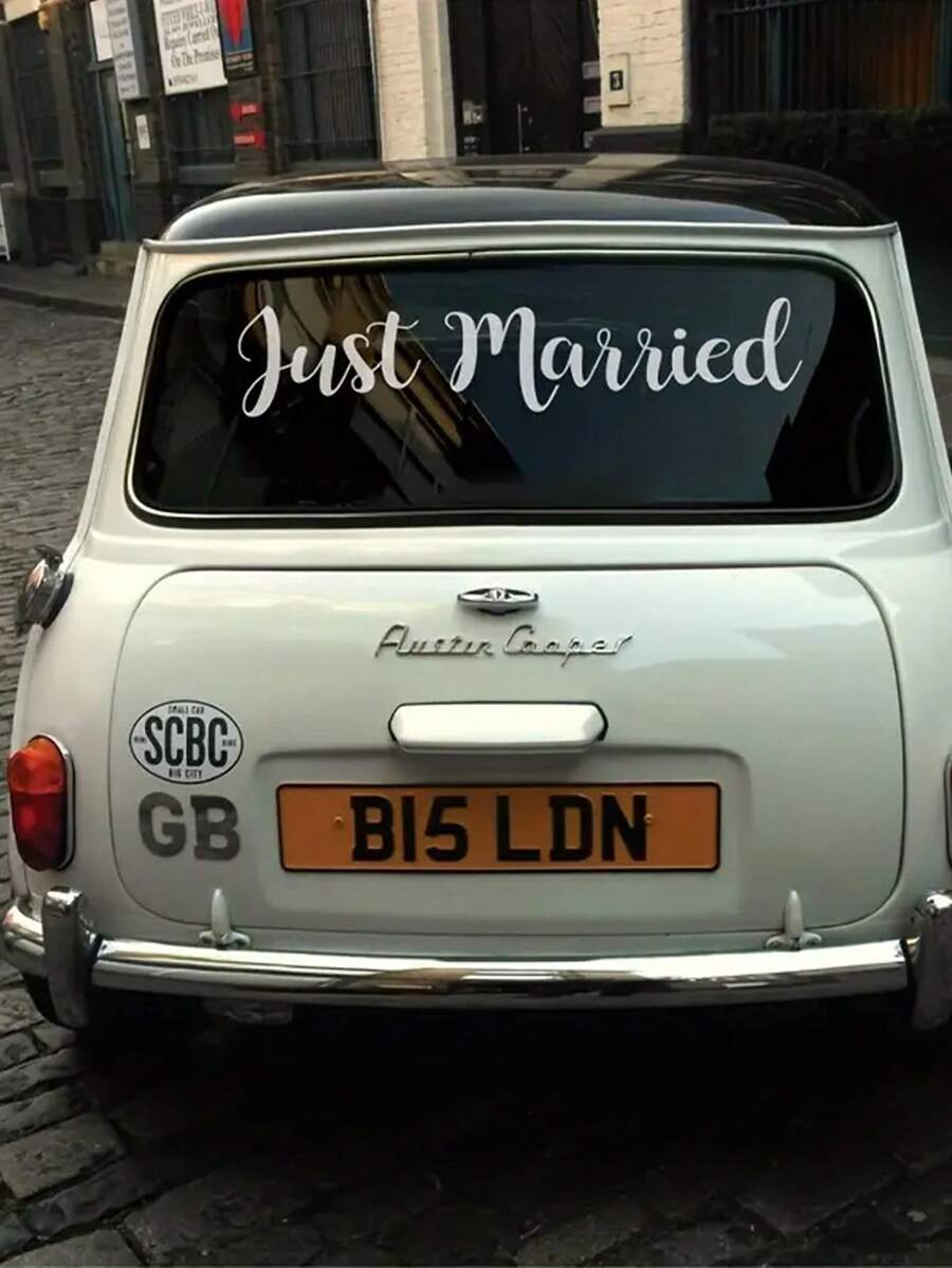 1pc, Celebrate Love: Modern Wedding Car Sticker - Easy-To-Apply Matte ...