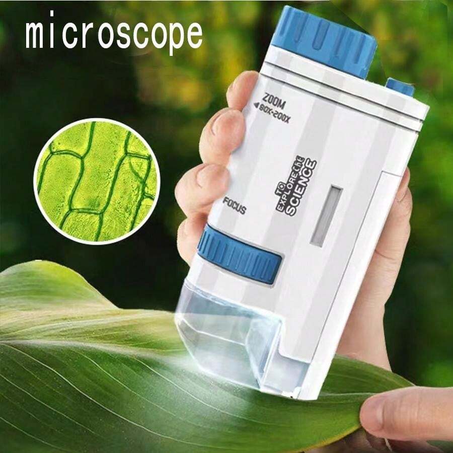 1pc Portable Microscope Magnifying Glass For Children 80-200X Focus ...