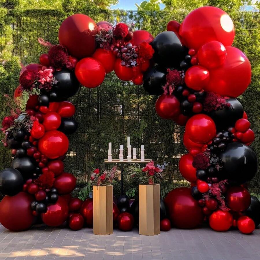 129pcs/Set Black Red Balloon Flower Red Black Balloon Latex Balloon ...
