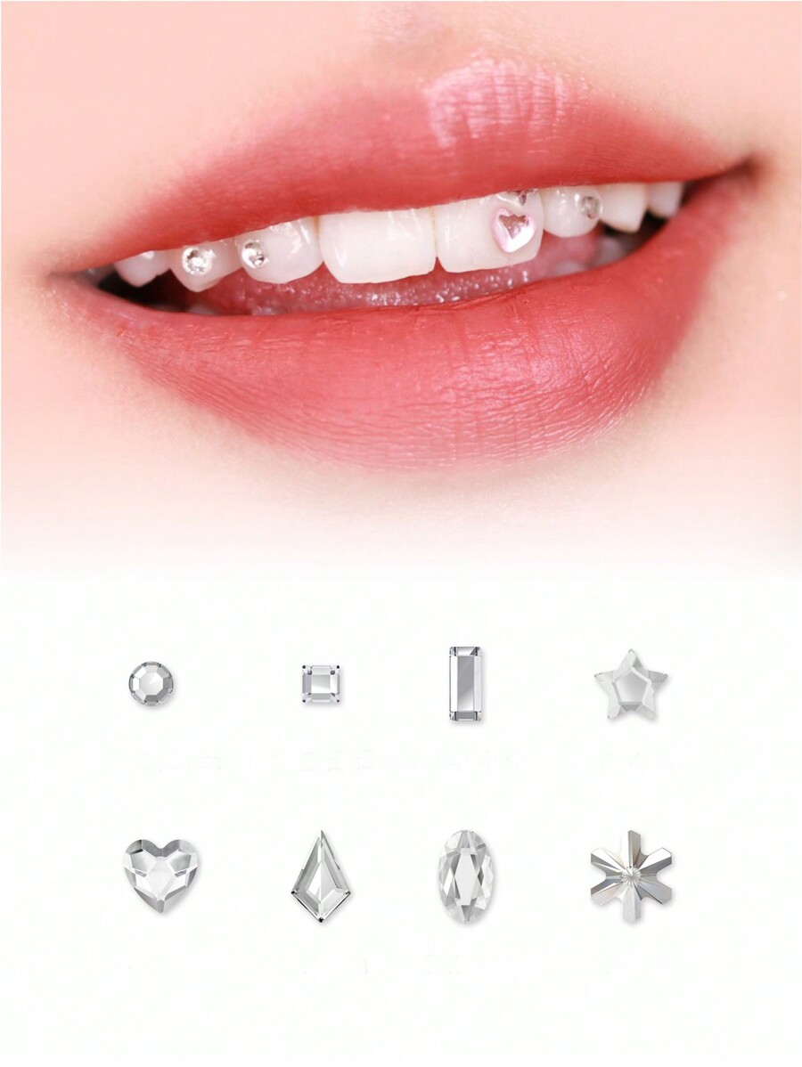 40pcs/Box Y2k Style Fashionable 8 Shapes Tooth Gem Teeth Jewelry For ...