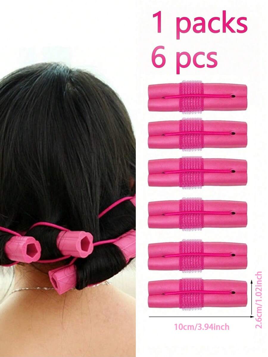 6 Pieces Of Women's Sleeping Flower Self-Adhesive Curly Hair Cylinder ...