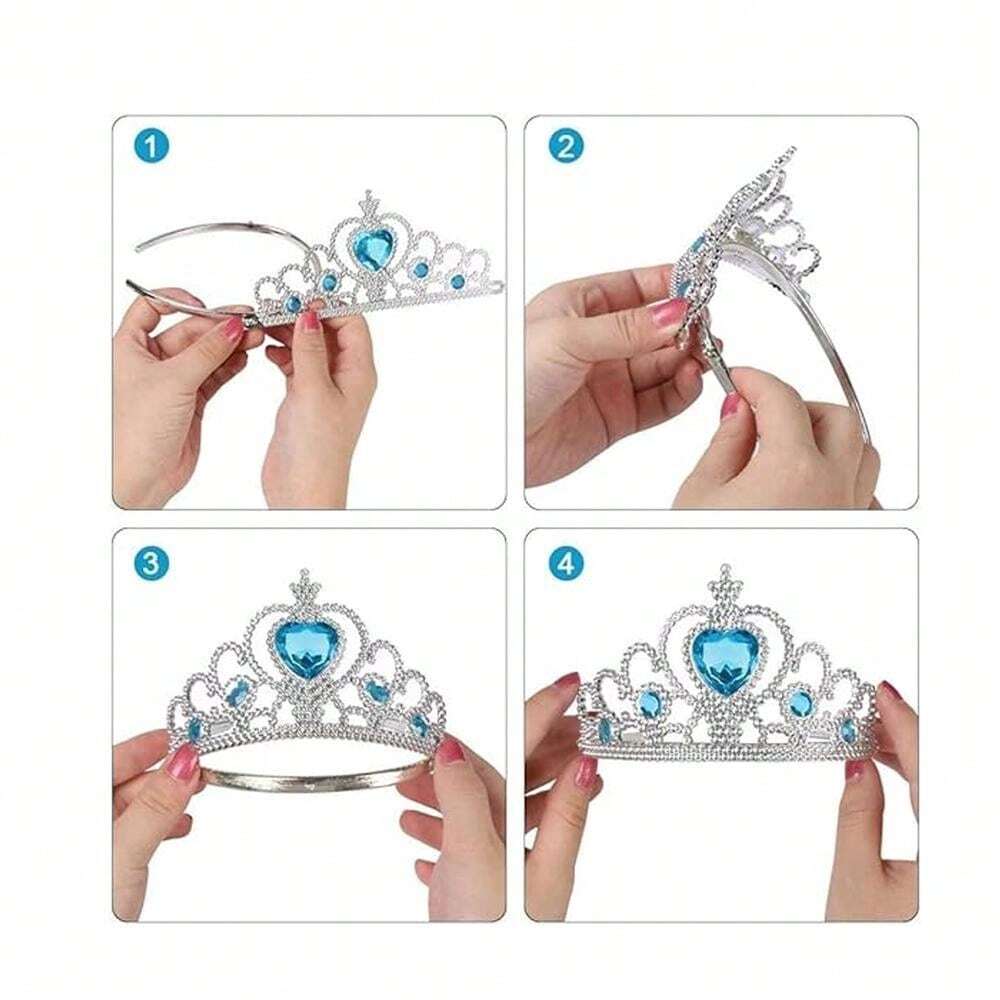 Set de accesorios para disfrazarse de princesa, corona y varita azul ...