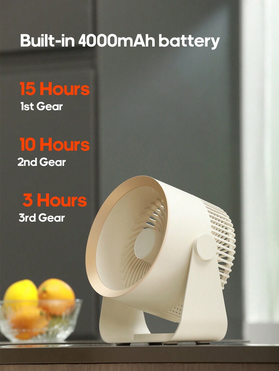1PC Rechargeable 4000mAh Cordless Electric Fan Wireless Portable Air ...