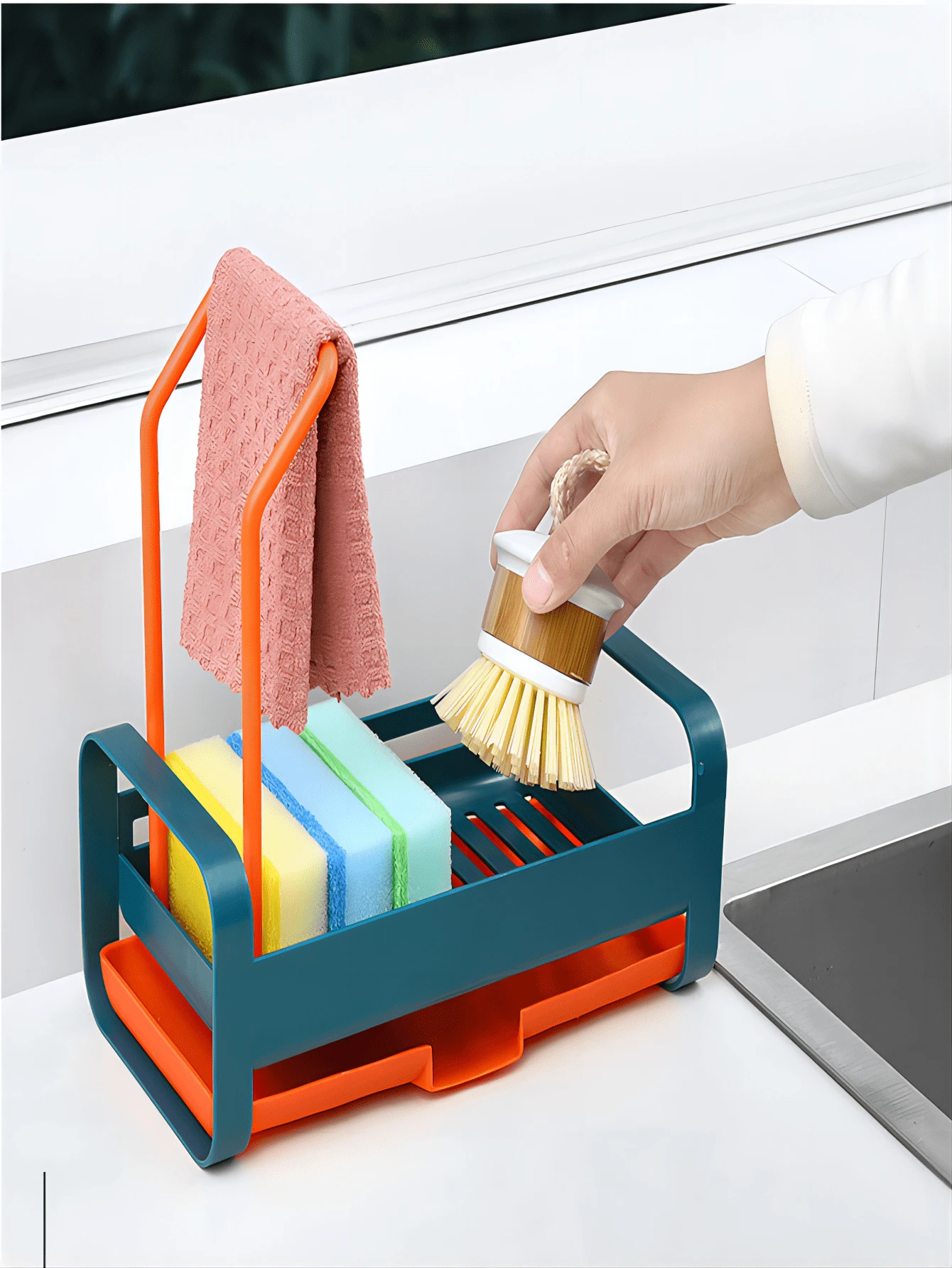 No-Drill Multi-Functional Sink Drain Rack For Kitchen Countertop With ...
