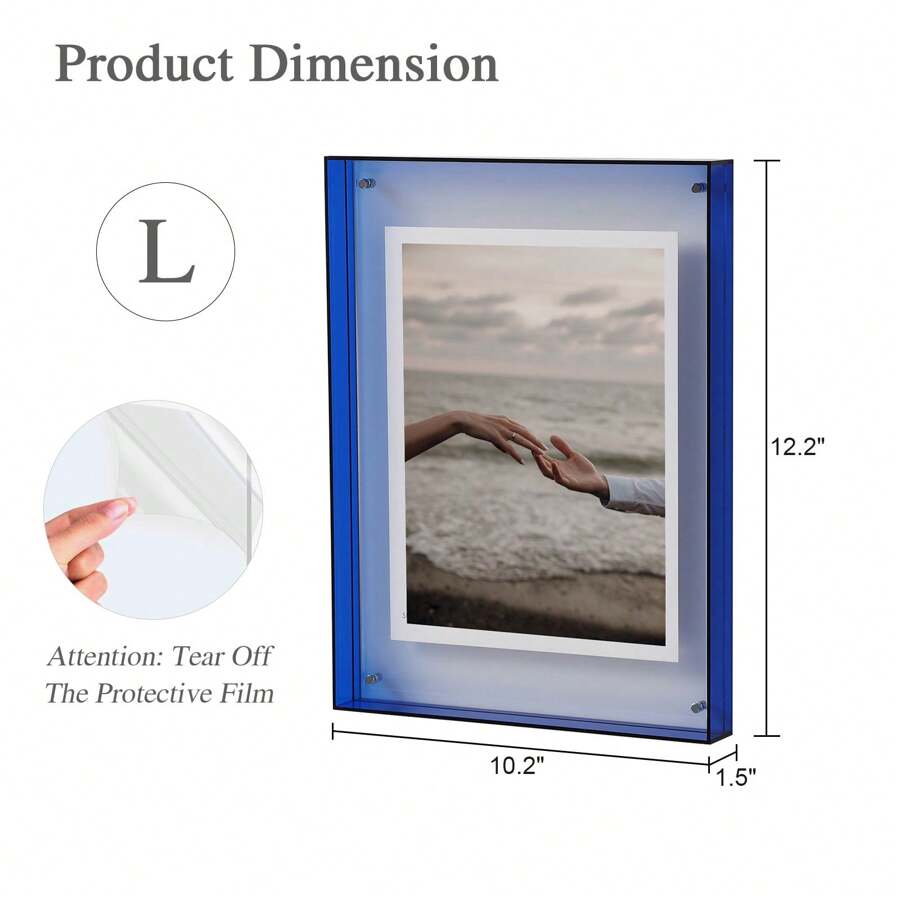Clear Acrylic Floating Picture Frame Frameless Plexiglass Display For Art Photo Artwork Posters ...