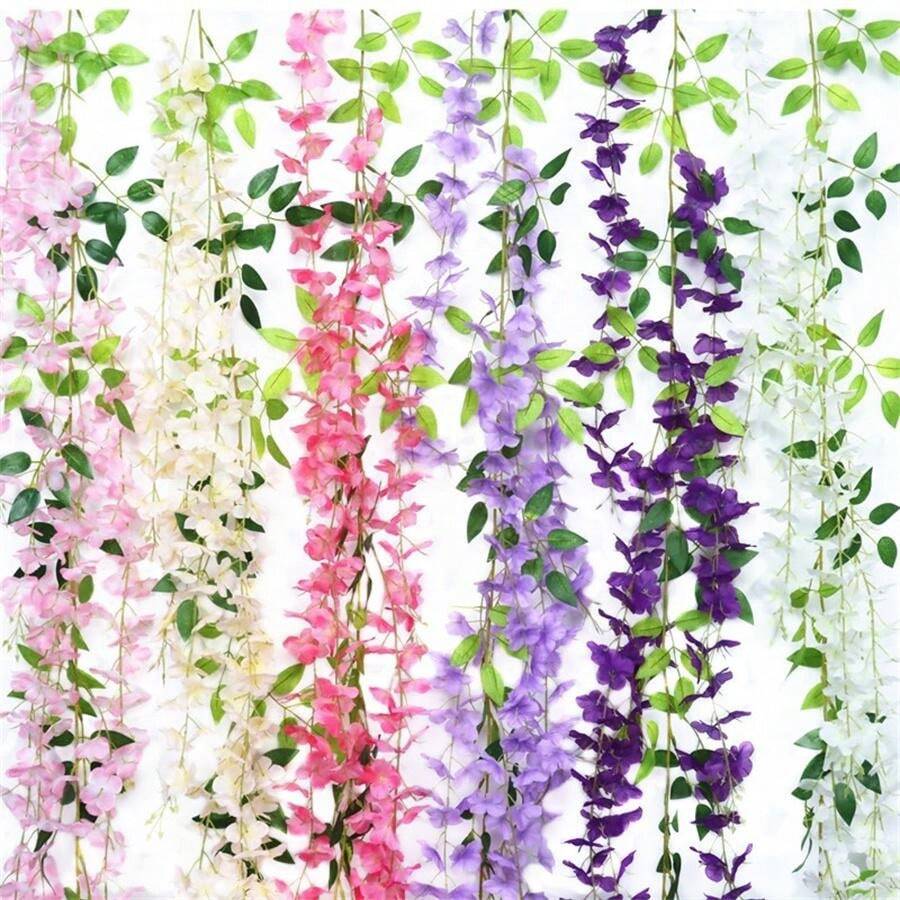 1pc Artificial Wisteria Flower Vine Decoration, Plastic Vine With ...