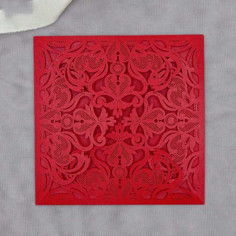 10pcs Creative High-End Laser Cut Square Shape Invitation Card With ...