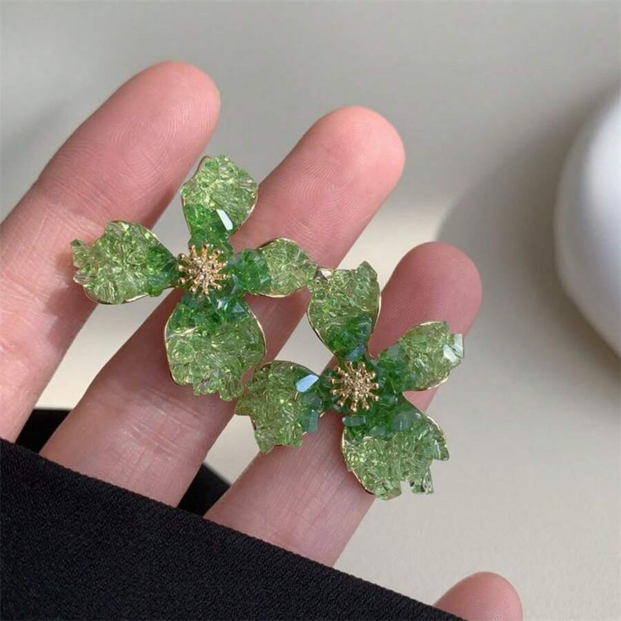 1pair Green Color Earrings, Multiple Styles, Hot New Trend In 2024 ...