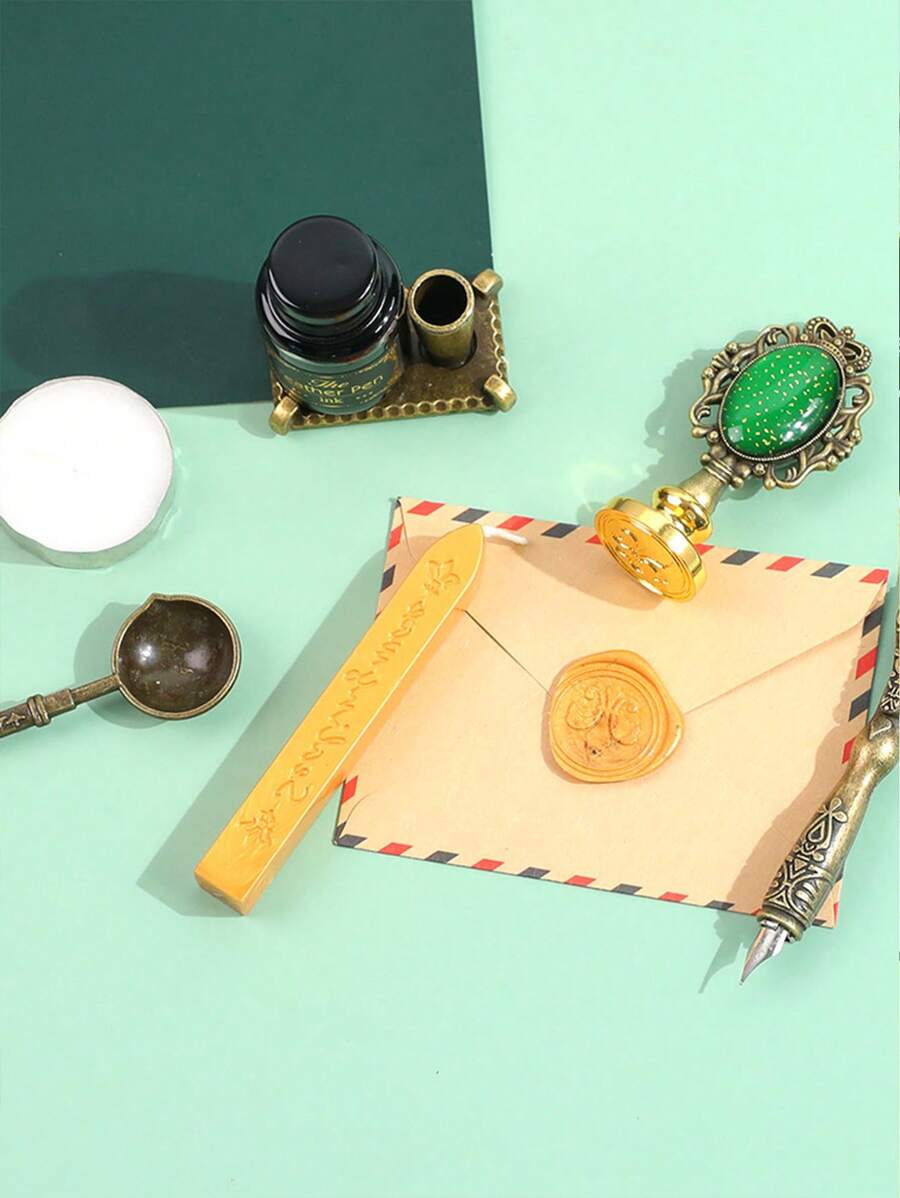 European Retro Wing Set Feather Quill Pen Set Gold-Plated Multi ...