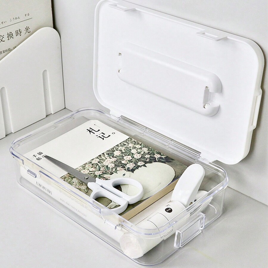 One Transparent Stackable Storage Box, Desktop Portable Organizing Box ...